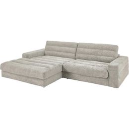 3C Candy Ecksofa &raquo;Stripes Mega-Sofa, bequem und komfortabel, L-Form&laquo; Lose R&uuml;ckenkissen, mit feiner Quersteppung, Cord-Bezug grau 88% Polyester, 12% 