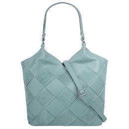 Samantha Look Damen Shopper echt Leder, Made in Italy blau