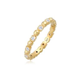 Elli Damen Fingerring &raquo;Bandring Kugel Zirkonia Viereck 925 Silber&laquo; gold