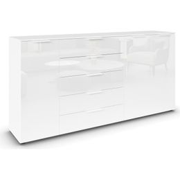 Rauch Kombikommode &raquo;Kommode T&uuml;rkommode Sideboard Kombikommode FLIPP mit Glasfront&laquo; Breite 200 cm mit 4 Einlegeb&ouml;den, 3-t&uuml;rig mit 5 Schubladen und Soft