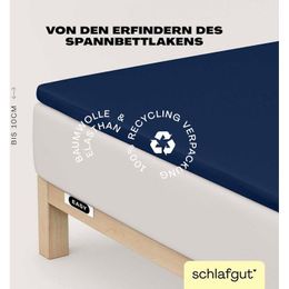 Schlafgut Spannbettlaken &raquo;EASY Jersey Elasthan Topper&laquo; MADE IN GREEN by OEKO-TEX blau Jersey, Obermaterial: 95% Baumwolle, 5% Elasthan