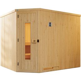 Weka Sauna &raquo;Varberg&laquo; Set, 7,5 kW Bio-Ofen mit digitaler Steuerung beige