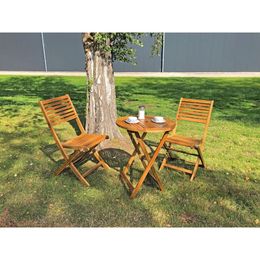 Garden Pleasure Balkonset &raquo;&raquo;IBARRA&laquo;&laquo; 2 St&uuml;hle (klappbar), Tisch &Oslash;60 cm, klappbar braun FSC -zertifizierter Holzwerkstoff