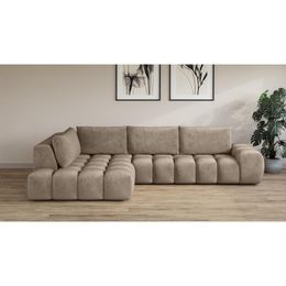 OTTO home Ecksofa &raquo;AZITA L-Form, XXL 352 cm Designsofa in Bubble-Opitk&laquo; lose R&uuml;ckenkissen, traumhafte Steppung grau 100% Polyester