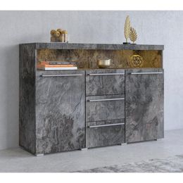 OTTO home Sideboard &raquo;India,Breite 132cm stilvolle Anrichte mit 2T&uuml;ren, 3 Schubladen&laquo; Kommode viel Stauraum, Einlegeb&ouml;den verstellbar,ohne Beleuchtung 