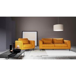 Trendmanufaktur Sessel &raquo;Luzi, Loungesessel, modern mit extra hohen F&uuml;&szlig;en&laquo; Designsessel mit tollem Sitzkomfort, Metallf&uuml;&szlig;e schwarz, Breite 96 cm orange