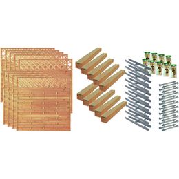 TETZNER & JENTZSCH Dichtzaun &raquo;Memphis 7&laquo; 9 Elemente, LxH: 1710x180 cm gr&uuml;n Massivholz, Stahl
