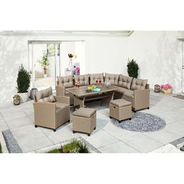 Konifera Gartenlounge-Set &raquo;Keros Premium&laquo; Set, 2x 2er Sofa, 1x Ecke, 1x Sessel, 2x Hocker, 1x Tisch 145x75x67,5cm, 20 Stk. tlg. Ecklounge, Polyrattan,