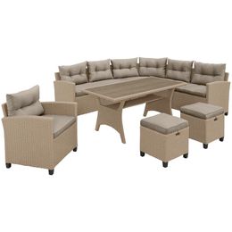 Konifera Gartenlounge-Set &raquo;Keros Premium&laquo; Set, 2x 2er Sofa, 1x Ecke, 1x Sessel, 2x Hocker, 1x Tisch 145x75x67,5cm, 20 Stk. tlg. Ecklounge, Polyrattan,