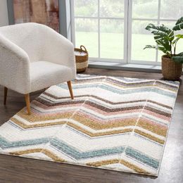 Carpet City Hochflor-Teppich &raquo;Focus 3009&laquo; rechteckig 20 mm H&ouml;he L&auml;ufer, Boho, Hochtief-Muster/ 3D-Effekt, f&uuml;r Wohnzimmer, Schlafzimmer bunt Polypropylen