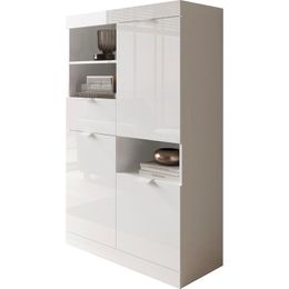 Inosign Highboard &raquo;Slim&laquo; Breite 91 cm, wei&szlig; Hochglanz Lack wei&szlig;