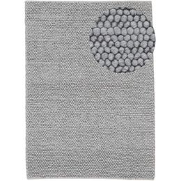 CarpetFine Teppich &raquo;Calo&laquo; rechteckig 16 mm H&ouml;he Handweb Teppich, Uni Farben, meliert, handgewebt, 70% Wolle grau Polyester, Wolle B : 200cm 1 Stk., 