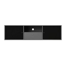 TV-Board &raquo;Mistral Fernsehschrank, Medienm&ouml;bel, H&auml;ngend,&laquo; T&uuml;ren mit Akustikstoff, Schublade, Lowboard, B: 161,5 cm grau MDF, Massivholz, Spanplatte