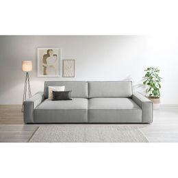 Home Affaire Big-Sofa &raquo;NEU: SHERWOOD XXL, Big-Sofa (316cm), extra tiefe Sitzfl&auml;che 95 cm&laquo; bequemer Sitzkomfort, Cord u. Leinenoptik, Kedernaht silber 