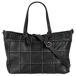 Samantha Look Damen Shopper echt Leder, Made in Italy schwarz