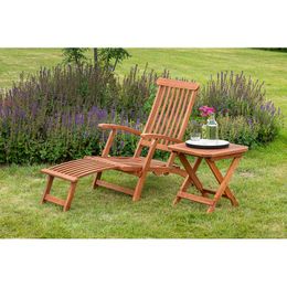 Merxx Gartensessel &raquo;Deckchair&laquo; Set, 1x Sessel, 1x Klapphocker, 2 Stk. tlg. inkl. Klapphocker braun Eukalyptusholz FSC Mix 70%