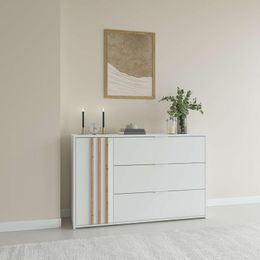 Home Affaire Kommode &raquo;Kommode Calera mit Dreht&uuml;r, 3 Schubladen und MDF-Lamellen&laquo; Kommode B/H/T 125/79,8/35 cm wei&szlig; MDF, Melamin