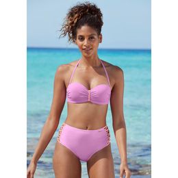 Venice Beach Damen B&uuml;gel-Bandeau-Bikini-Top &raquo;Anna&laquo; mit geflochtenen Details lila 32, Cup A