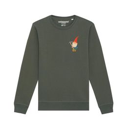 Watapparel Sweatshirt ' Gartenzwerg ' Herren Gr&ouml;&szlig;e S oliv / mischfarben