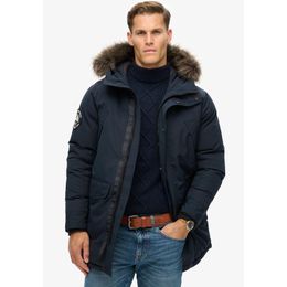 Superdry Damen Parka &raquo;EVEREST FAUX FUR PARKA JACKET&laquo; mit Kapuze Kunstfaser, loose fit blau XXL