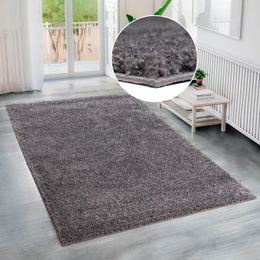 Bruno Banani Hochflor-Teppich &raquo;Shaggy Soft&laquo; rechteckig 30 mm H&ouml;he gewebt, Uni Farben, besonders weich und kuschelig, Kundenliebling grau Kunstfaser
