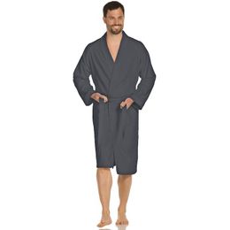Vossen Unisex-Bademantel &raquo;Dallas, ideal f&uuml;r Sauna & Spa, Hotelbademantel, Morgenmantel&laquo; 1 Stk. f&uuml;r Damen & Herren, reine Baumwolle, mit Kimono-Kragen grau 
