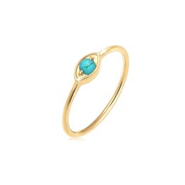 Elli Damen Fingerring &raquo;Evil Eye Talisman Symbol mit T&uuml;rkis 925 Silber&laquo; gold