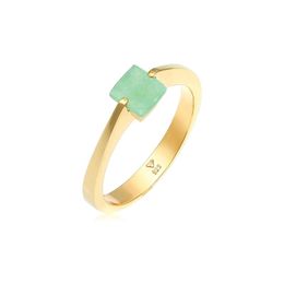 Elli Premium Damen Fingerring &raquo;Jade Gr&uuml;n Dreieck klassik 925 Silber vergoldet&laquo; gold