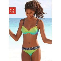 Kangaroos Damen Kangaroos B&uuml;gel-Bikini mit trendigen Details im Leoprint blau 38, Cup B