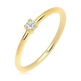 Elli Ringe - Ring Verlobungsring Diamant 0.06 ct. 375 Gelbgold - Gr. 56 MM - in Wei&szlig; - f&uuml;r Damen
