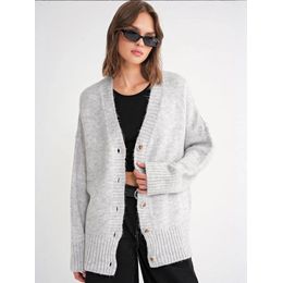 MixRay Strickjacke Damen Gr&ouml;&szlig;e S/L graumeliert