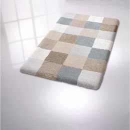 Kleine Wolke Badematte &raquo;Caro&laquo; H&ouml;he 25 mm rutschhemmend beschichtet fu&szlig;bodenheizungsgeeignet Badteppich, modernes Karo-Muster, Pastell-Farben, waschbar beige 