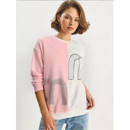 Bianco Lucci Sweatshirt female Pink, White size M