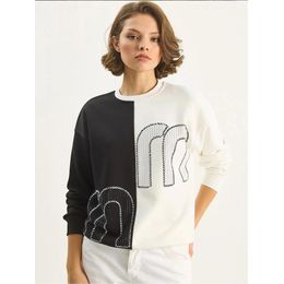 Bianco Lucci Sweatshirt female Black, White size M