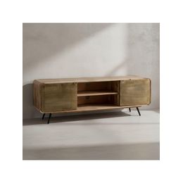 KADIMA DESIGN Lowboard Mango Massivholz 160x55x41 cm TV-Kommode mit zwei punzierten | Gr.: onesize