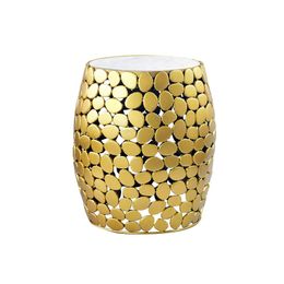 FineBuy Beistelltisch in Gold / Marmor / 40x40x46 | Gr.: onesize