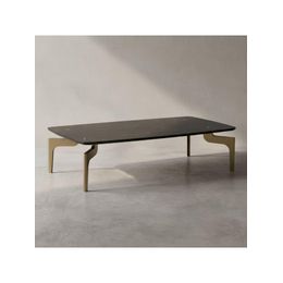 KADIMA DESIGN Couchtisch 120x60x30,5 cm mit Hochglanz Marmor Optik / Gold, | Gr.: onesize