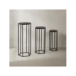 KADIMA DESIGN Beistelltisch 3er Set Mango Massivholz/Metall Satztisch Sechseckig | Gr.: onesize