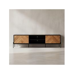 KADIMA DESIGN Lowboard Holz / Eiche-Dekor 163x45x40 cm TV-Kommode mit zwei | Gr.: onesize