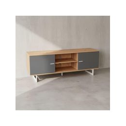 KADIMA DESIGN Lowboard Eiche-Dekor Grau 150x55x40 cm TV-Kommode Modern, Design in Braun-Grau | Gr.: onesize