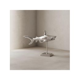 KADIMA DESIGN Dekofigur Hai Aluminium Silber Maritim 70 cm mit Sockel, Design in Silbern | Gr.: onesize