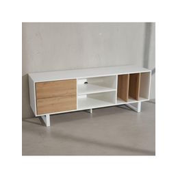 KADIMA DESIGN Lowboard mit Eiche-Dekor 150x55x40 cm TV-Kommode Modern, Design in Wei&szlig; | Gr.: onesize