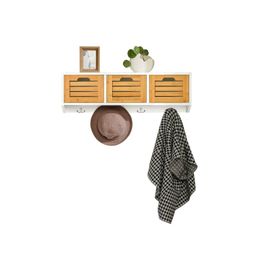 sobuy Wandgarderobe in Wei&szlig; un Natur - (B)80 x (H)25 x (T)20cm | Gr.: onesize