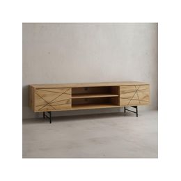 KADIMA DESIGN Lowboard Holz Eiche-Dekor 160x45x40 cm TV-Kommode mit zwei T&uuml;ren, | Gr.: onesize