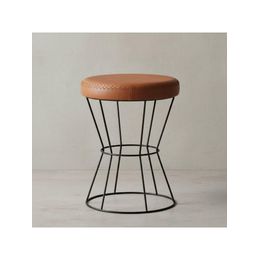 KADIMA DESIGN Sitzhocker Echtleder / Metall 35 x 48 x 35 cm Design Hocker Rund | Gr.: onesize