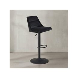 KADIMA DESIGN Barhocker Samt Hocker mit Lehne 86 - 106 cm, K&uuml;chenhocker in Schwarz | Gr.: onesize