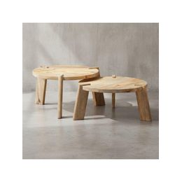 KADIMA DESIGN Design Couchtisch 2er Set Mango Massivholz Wohnzimmertisch Hell in Hellbraun | Gr.: onesize