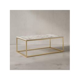 KADIMA DESIGN Couchtisch 100x60x40 cm mit Marmor Optik / Gold, Wohnzimmertisch in Wei&szlig; | Gr.: onesize