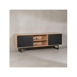 KADIMA DESIGN Lowboard Eiche-Dekor Schwarz 150x55x40 TV-Kommode Modern Design in Braun-Schwarz | Gr.: onesize