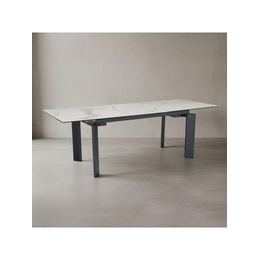 KADIMA DESIGN Esszimmertisch 180x95x77 cm Keramik Glas Esstisch Marmor-Optik, in Wei&szlig; | Gr.: onesize